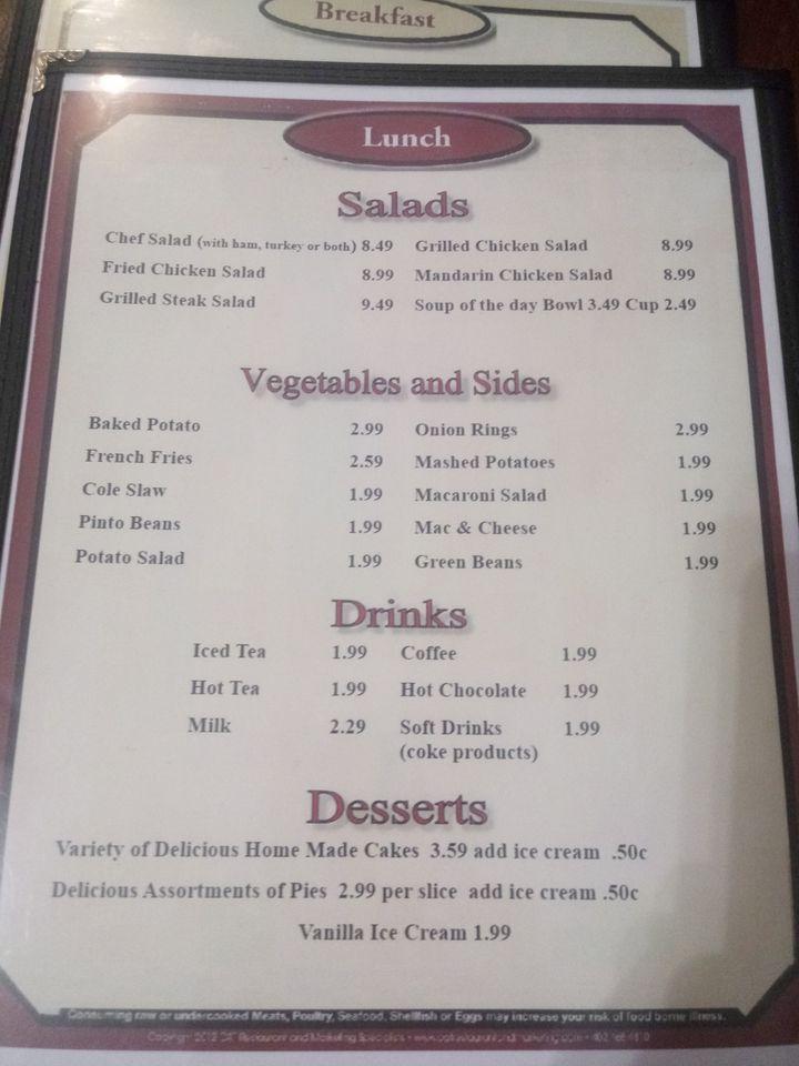 Menu at Franklin Restaurant, Rocky Mount