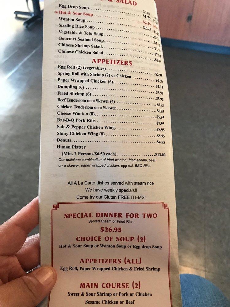 Menu at Hunan Chinese Restaurant, Cortez