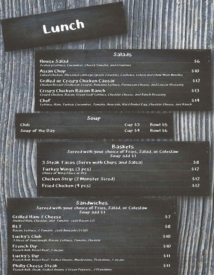 Menu at Lucky's Bar & Grill, Pine Hollow