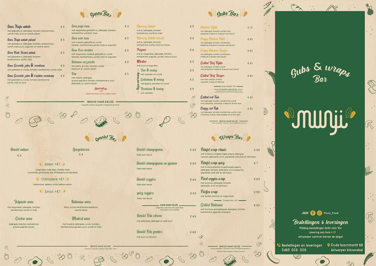 Menu at Munji, Antwerp