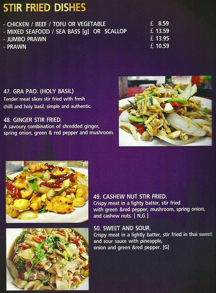 Carta del restaurante The Royal Thai Taste, Crawley