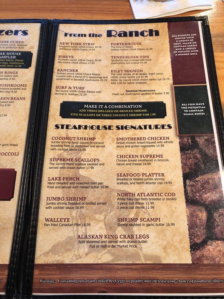 Carta de Sparta Steakhouse, Sparta