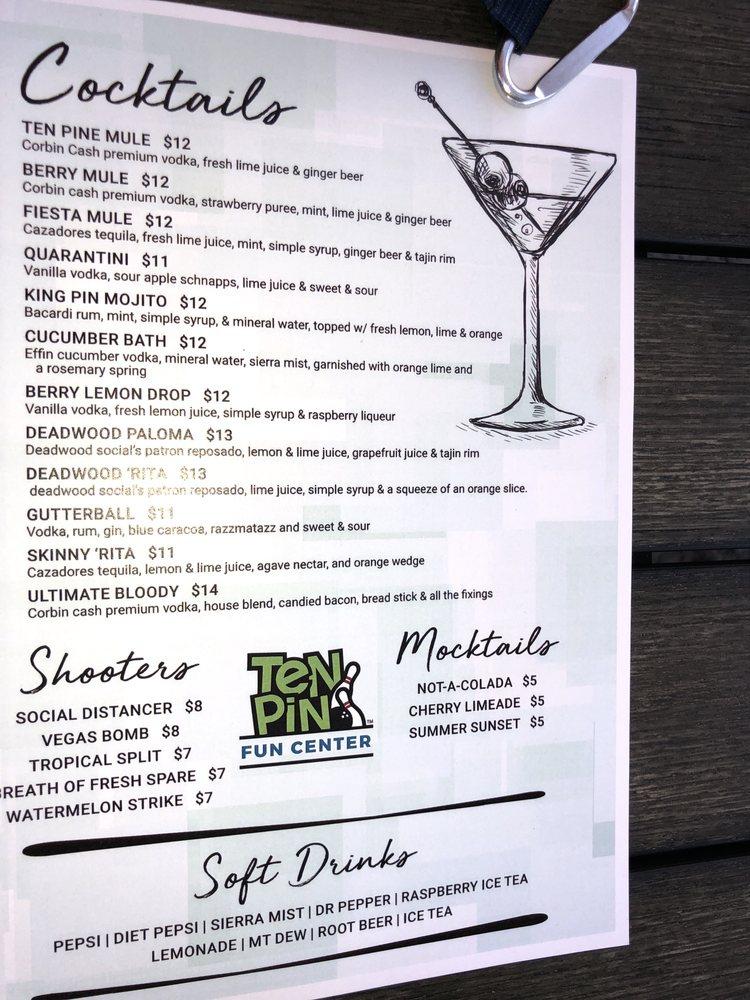 Menu at Ten Pin Fun Center pub & bar, Turlock