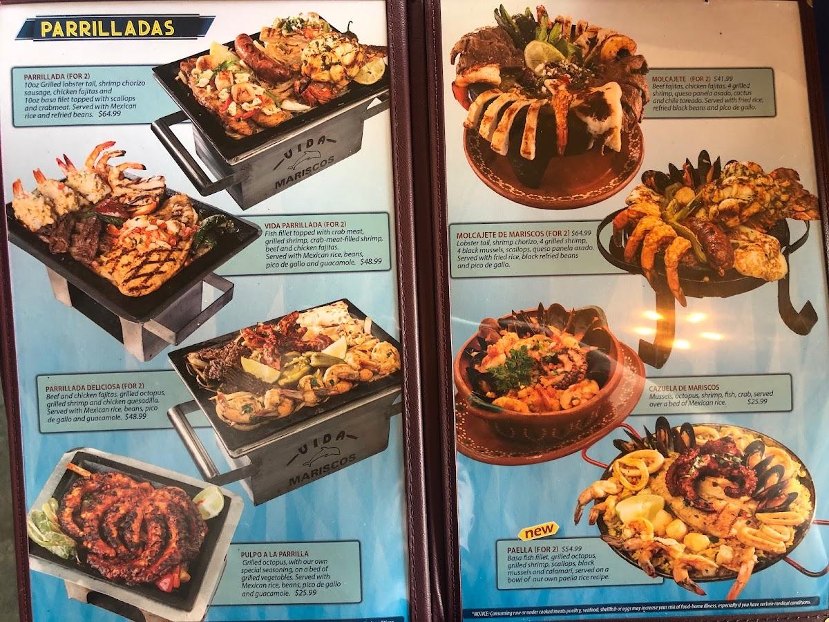 Menu at Vida Mariscos pub & bar, Katy