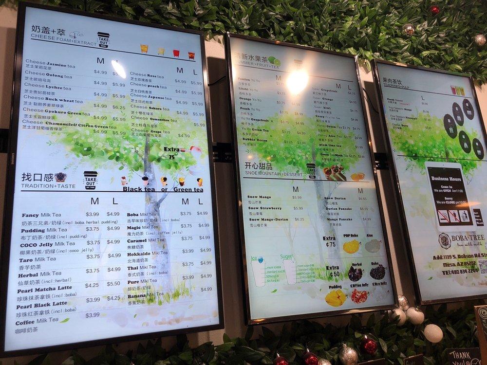 Menu at Boba Tree desserts, Mesa, S Dobson Rd