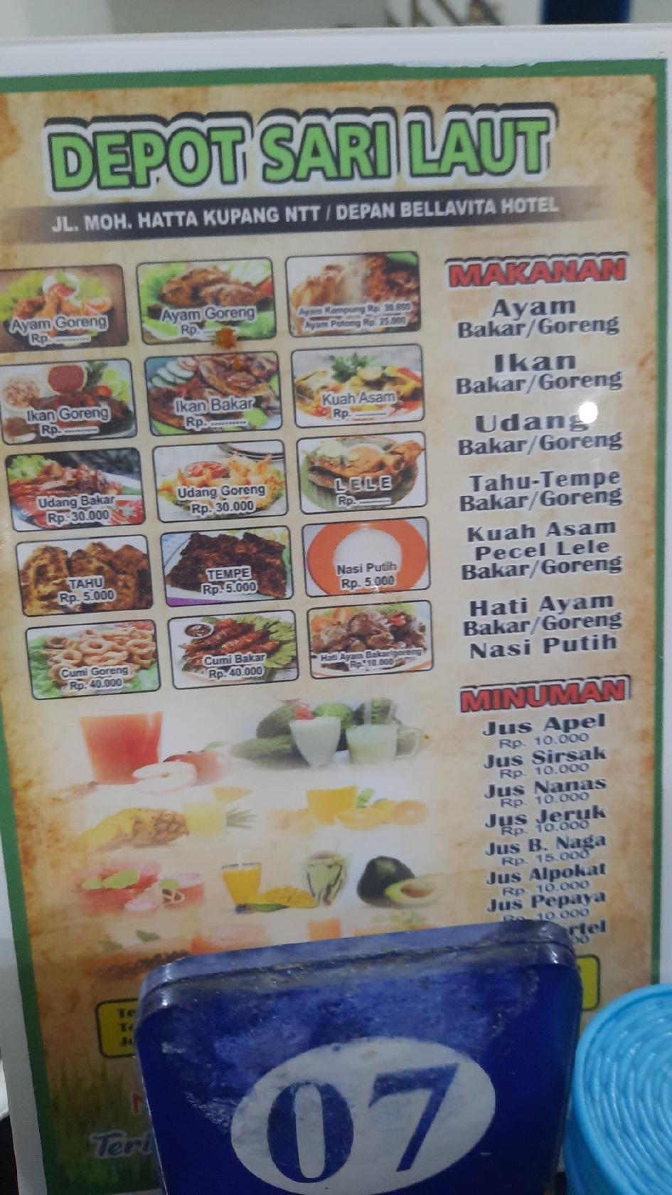 Carta del restaurante Ikan Bakar Sari Laut, Kupang