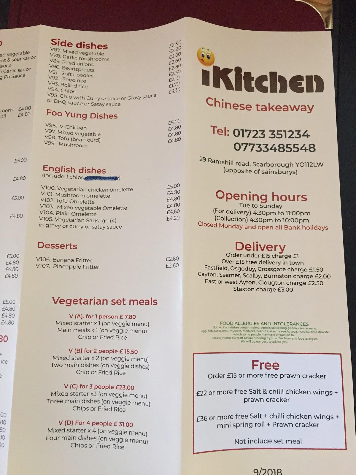 Menu at Ikitchen Chinese restaurant, Scarborough