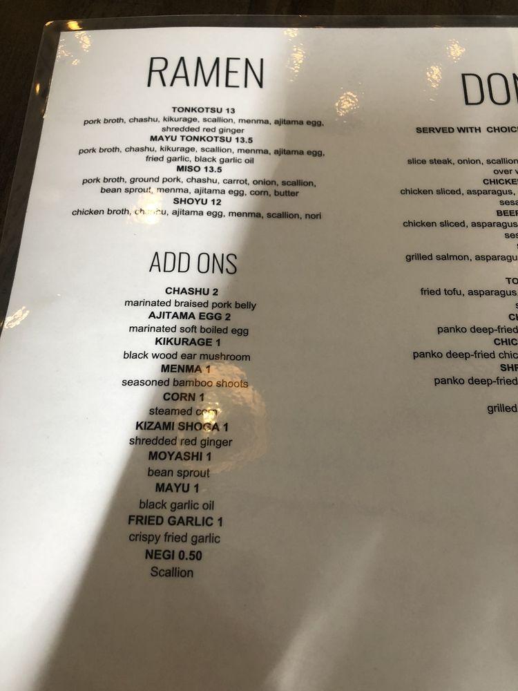 Menu at Kombu Sushi Ramen restaurant, Winter Park