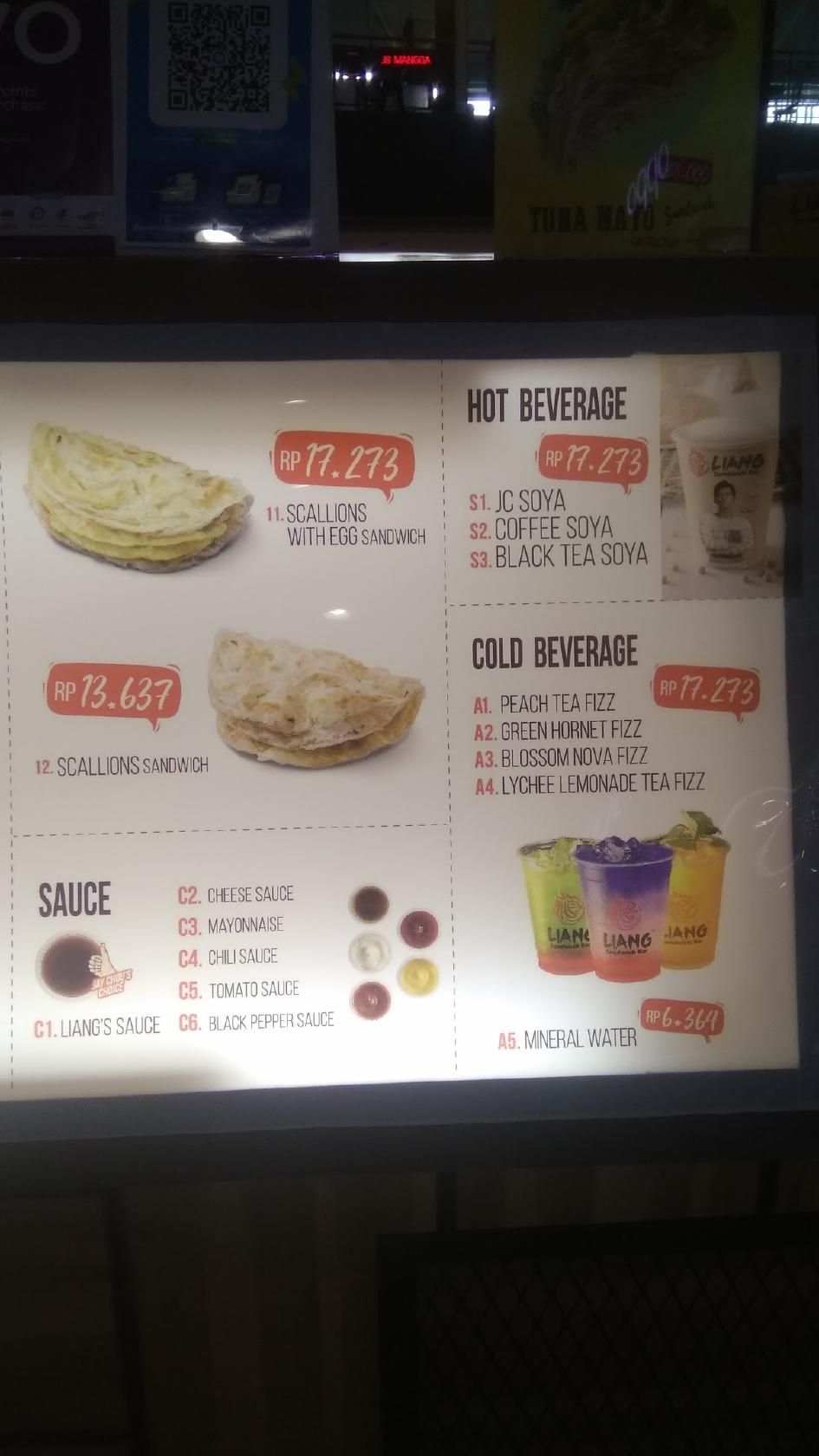 Menu at Liang Sandwich Paragon Solo restaurant, Surakarta
