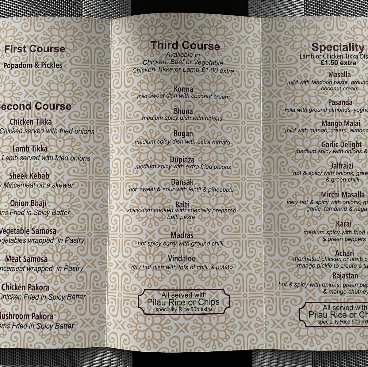 Menu at Maya Spice restaurant, Hull