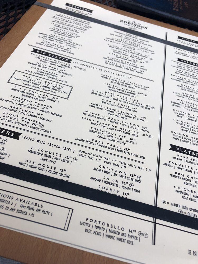 Menu at The Robinson Ale House pub & bar, Red Bank