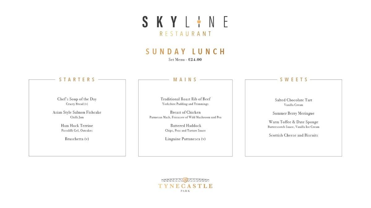 Menu at The Skyline Restaurant, Edinburgh