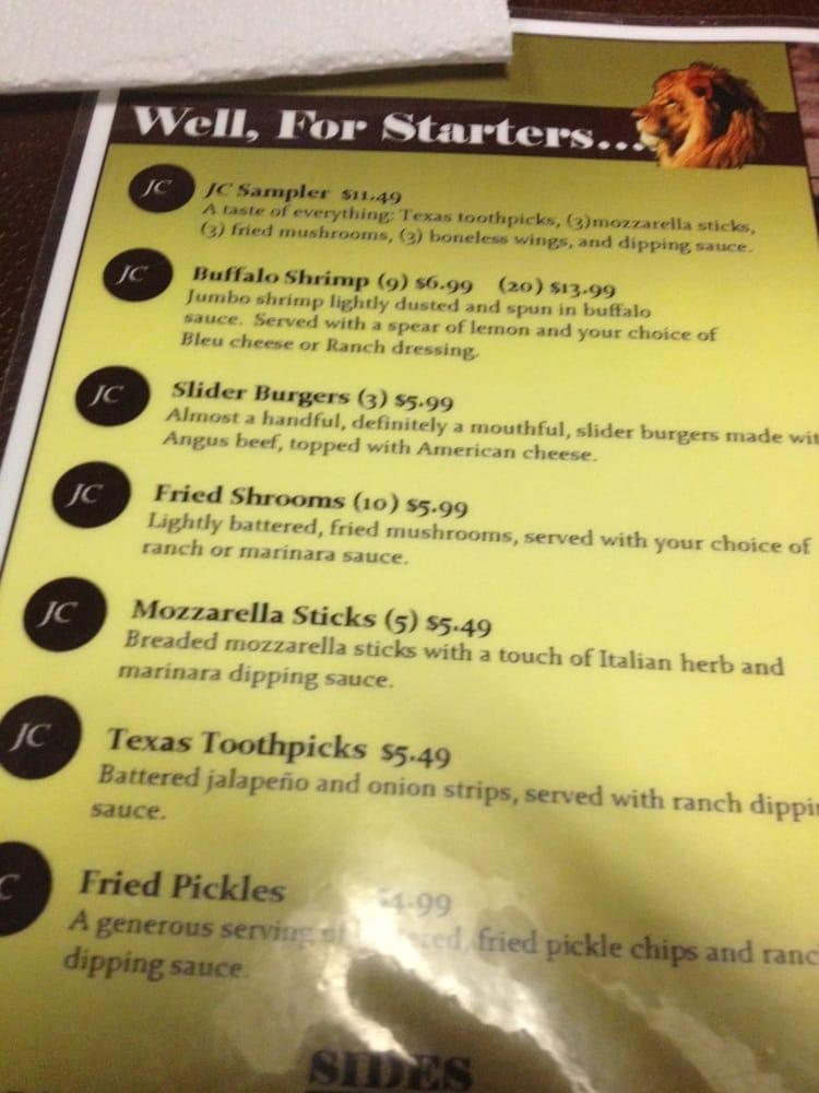 Menu at JC Wing Company restaurant, La Feria