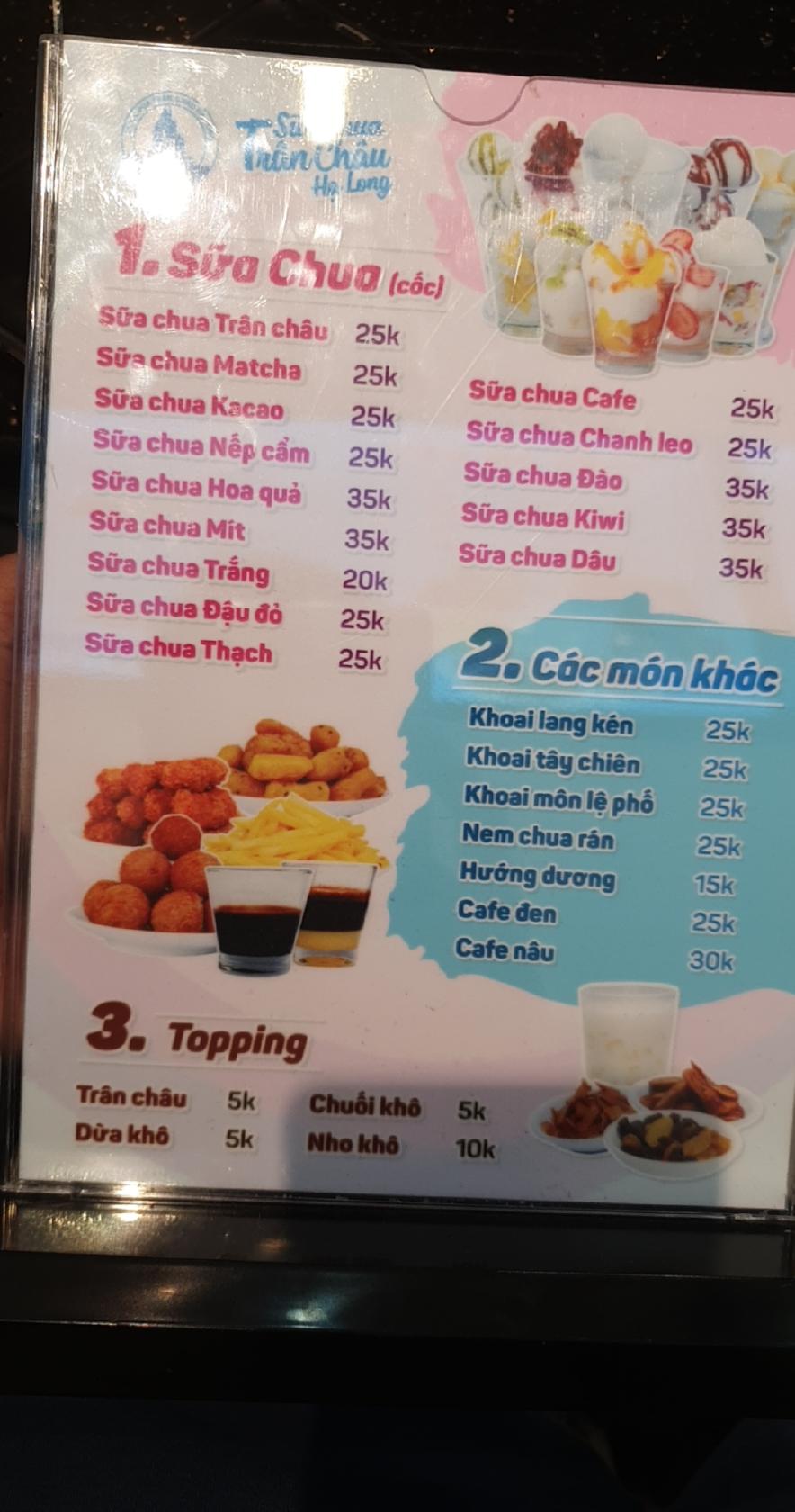 Menu at Sữa Chua Trân Châu Hạ Long - Tuệ Tĩnh, Hai Duong