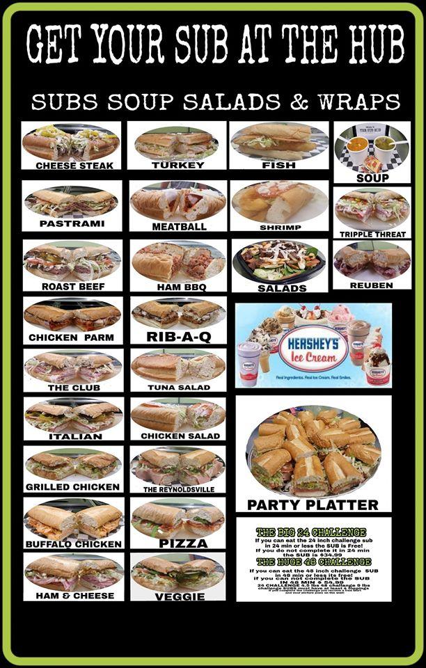 Menu at THE SUB HUB restaurant, Reynoldsville