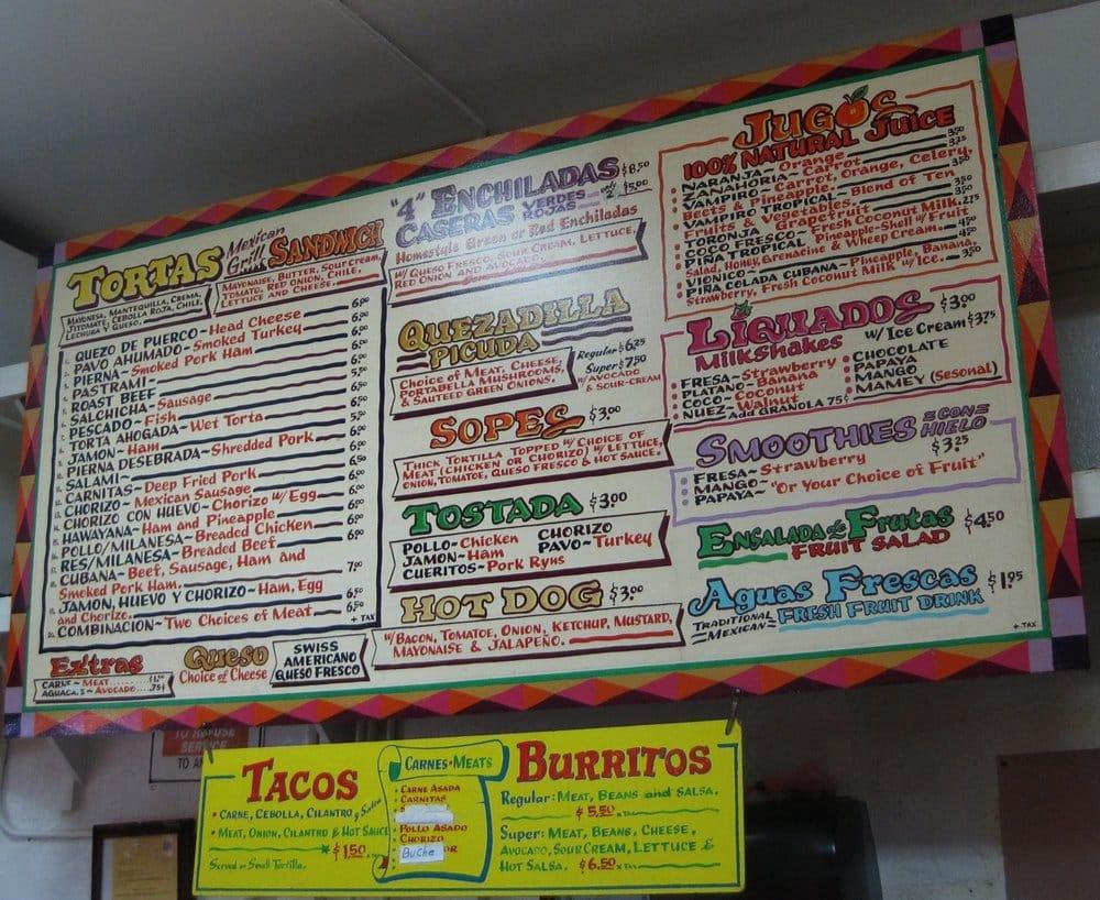 Menu at Tortas Los Picudos pub & bar, San Francisco