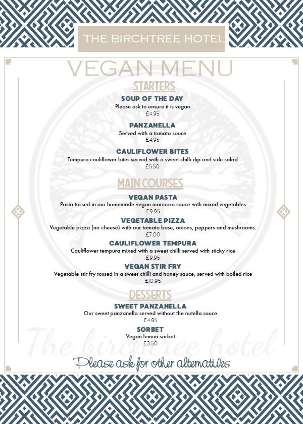 Menu at Birchtree Hotel pub & bar, Dalbeattie