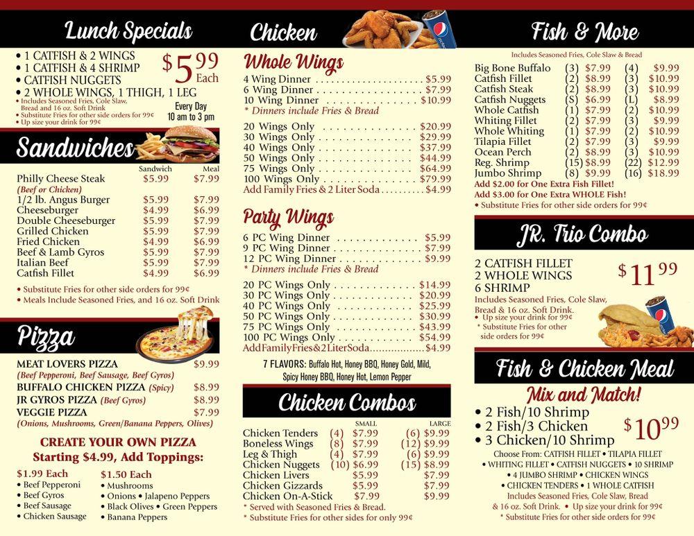 Menu at Jr Fish & Chicken pizzeria, Memphis, Austin Peay Hwy