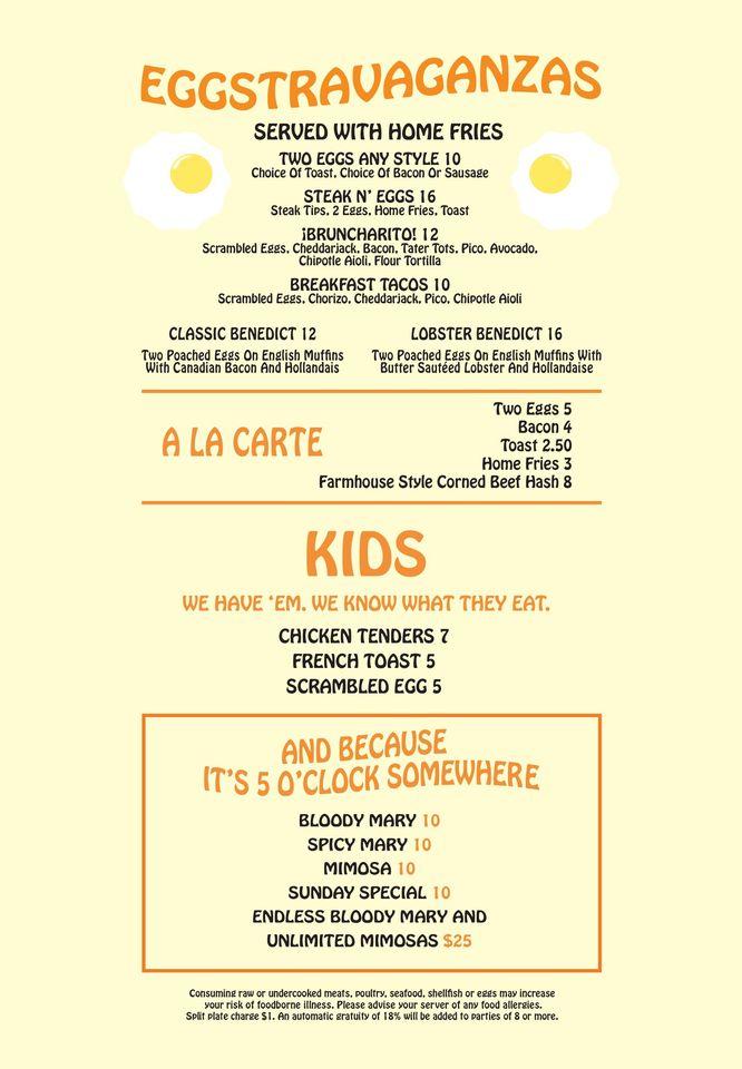 Menu at Little Pub, Stratford