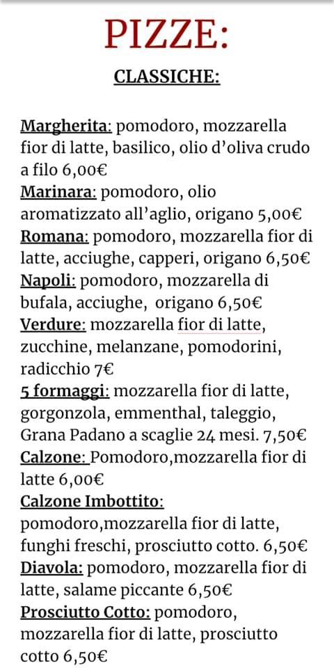 Menu da Pizzeria Il Faraone, Poggio Renatico, Via Uccellino