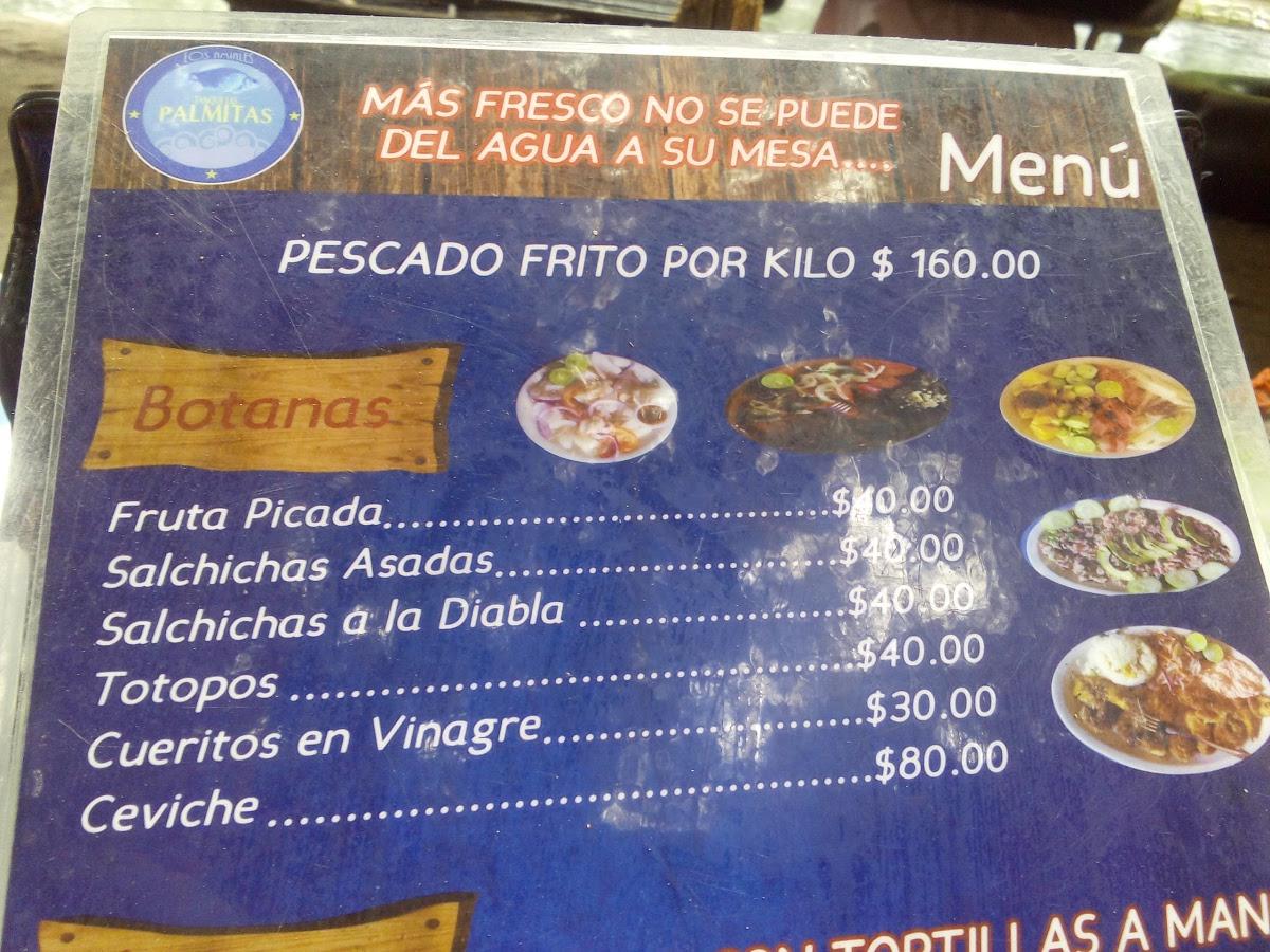 Menu at Tanque Las Palmitas restaurant, Coquimatlán