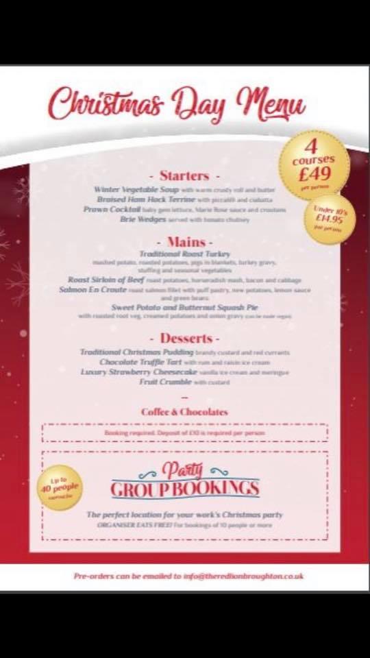 Menu at Red Lion Inn pub & bar, Broughton