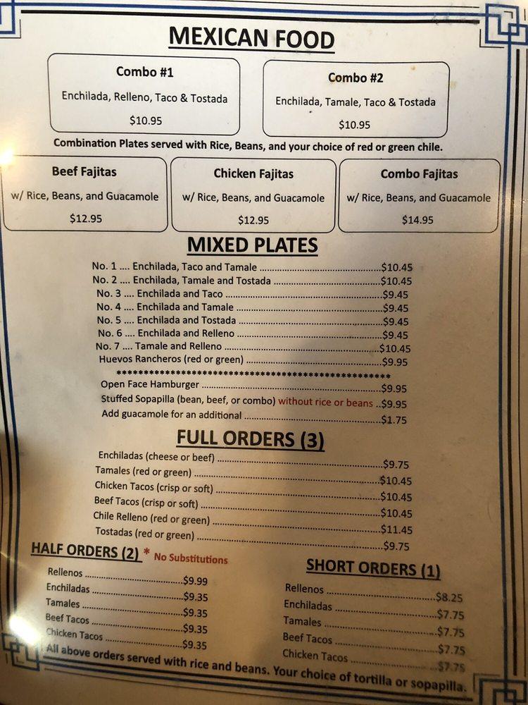 Menu at La Barraca Restaurant, Gallup