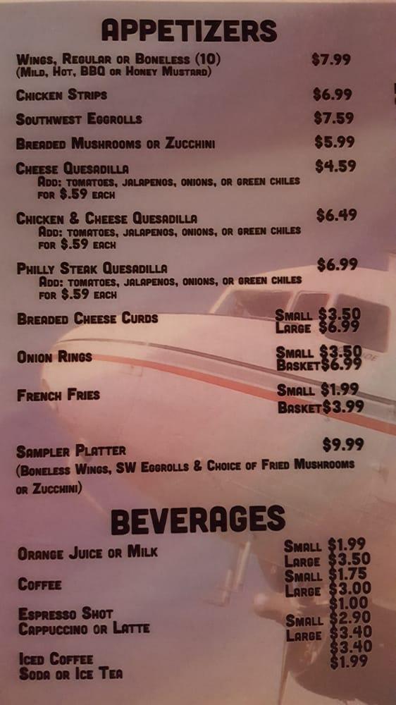 Menu at Bent Prop Saloon & Cookery pub & bar, Eloy