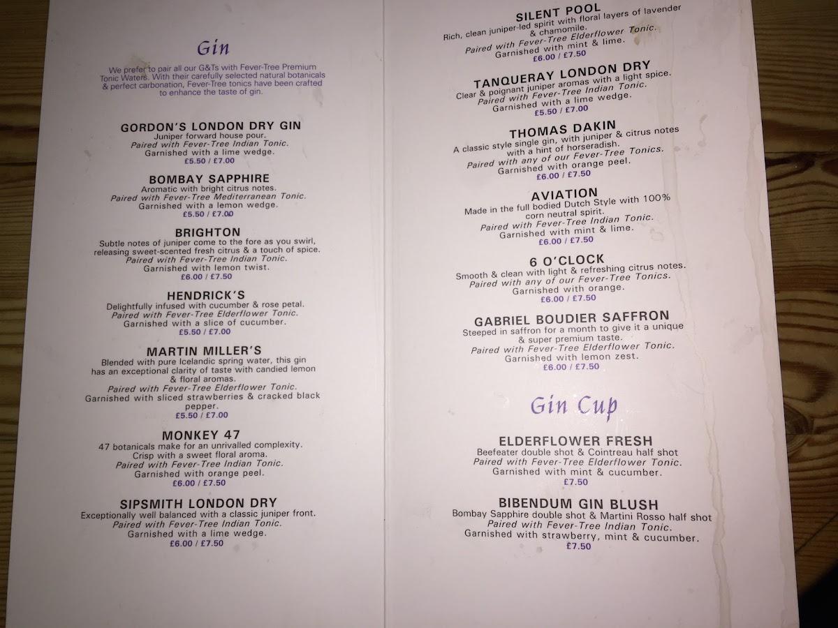 Menu at Bibendum pub & bar, Eastbourne