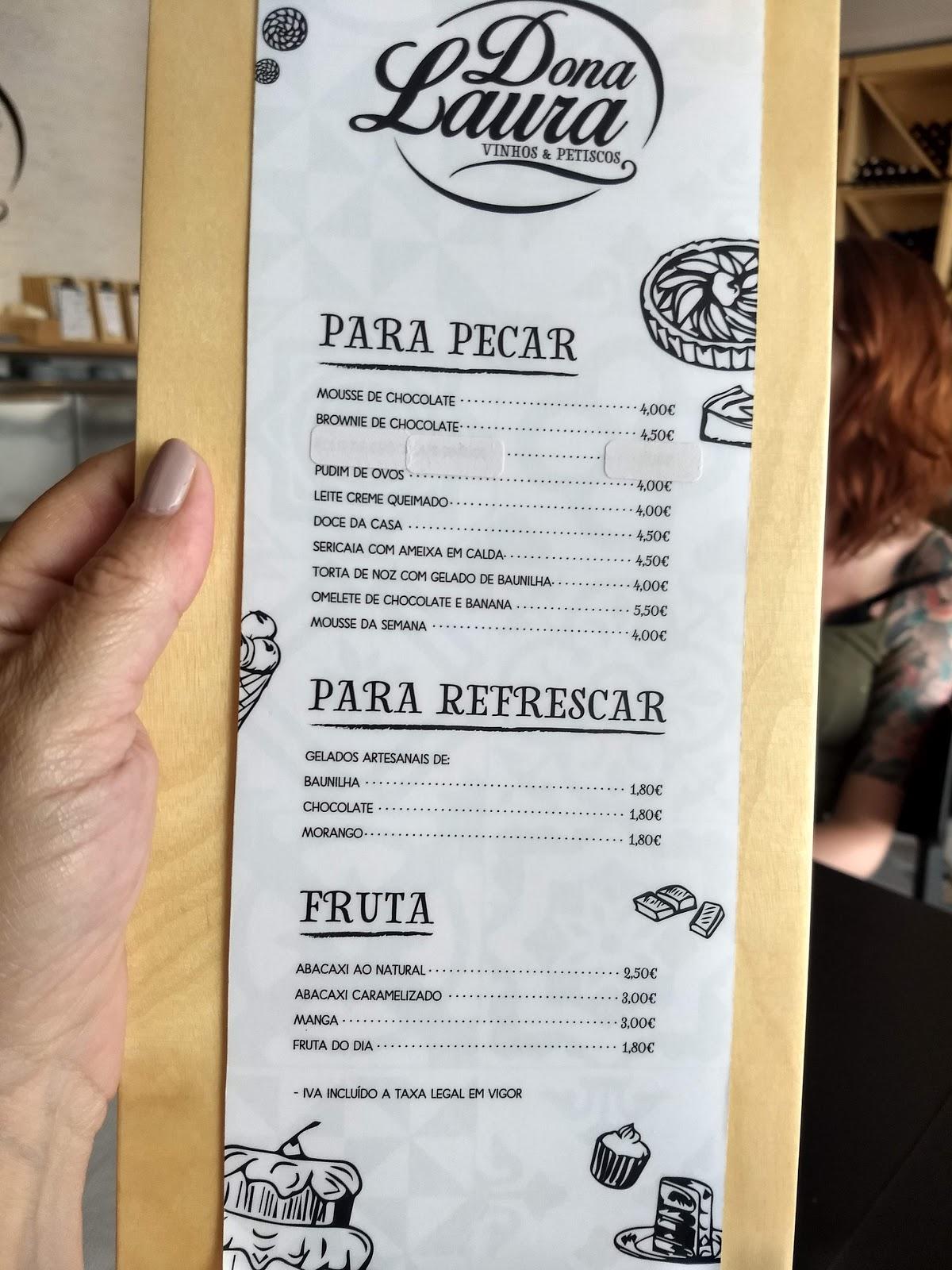 Menu em Dona Laura pub & Bar, Evora
