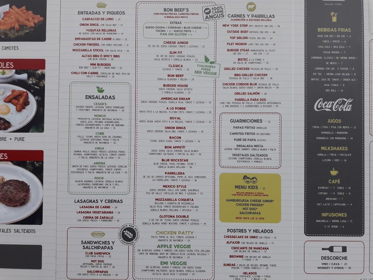 Carta del pub y bar Bon Beef - Paseo Fibra (Magdalena), Lima, 381