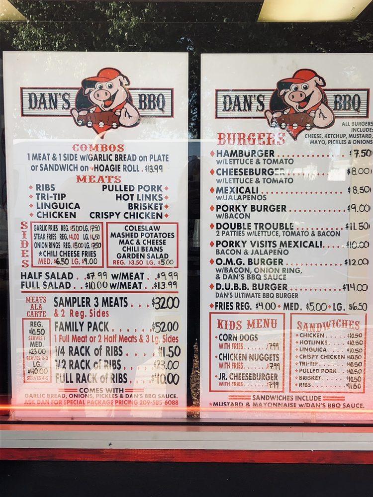 Menu at Dan’s BBQ, Modesto