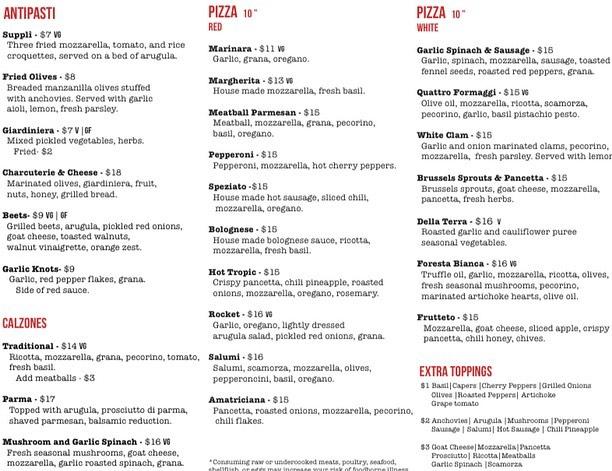 Menu at Lazzari pub & bar, Portland