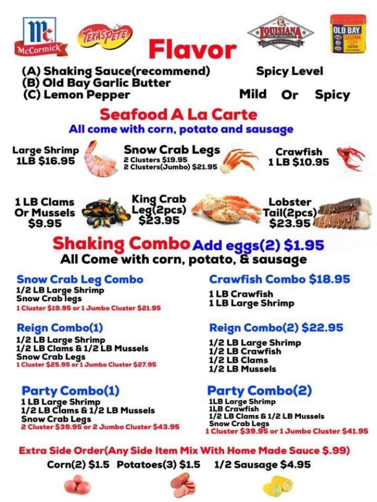 Menu at Reign Restaurant and Bar, Salisbury