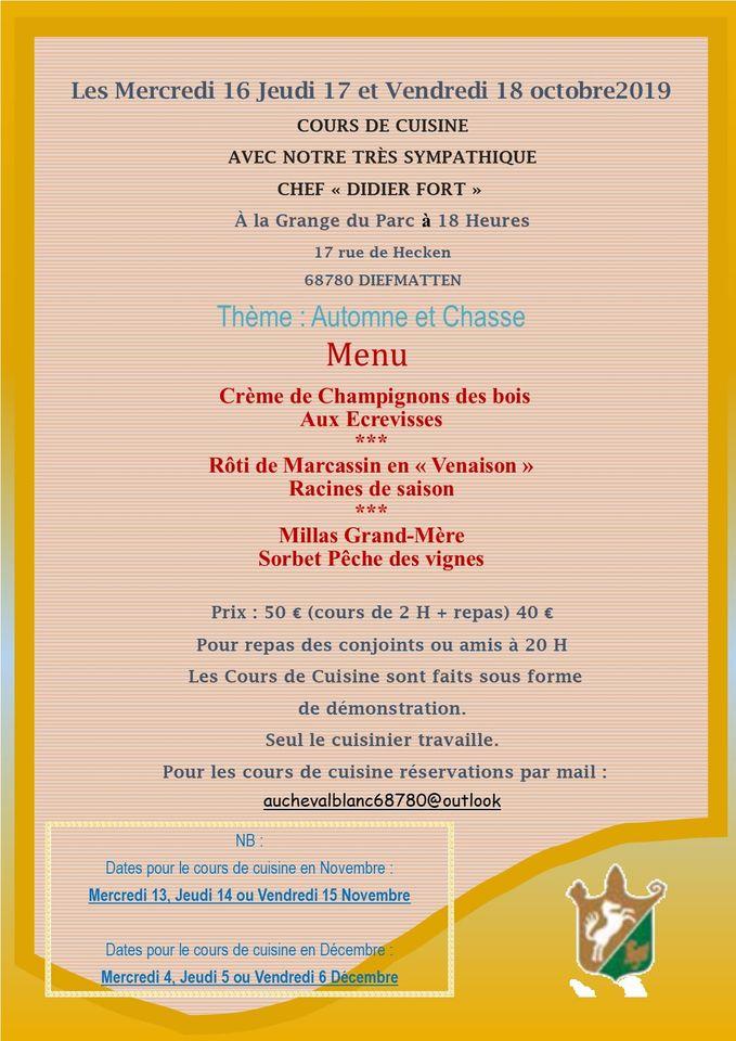 Menu au Au Cheval Blanc restaurant, Diefmatten