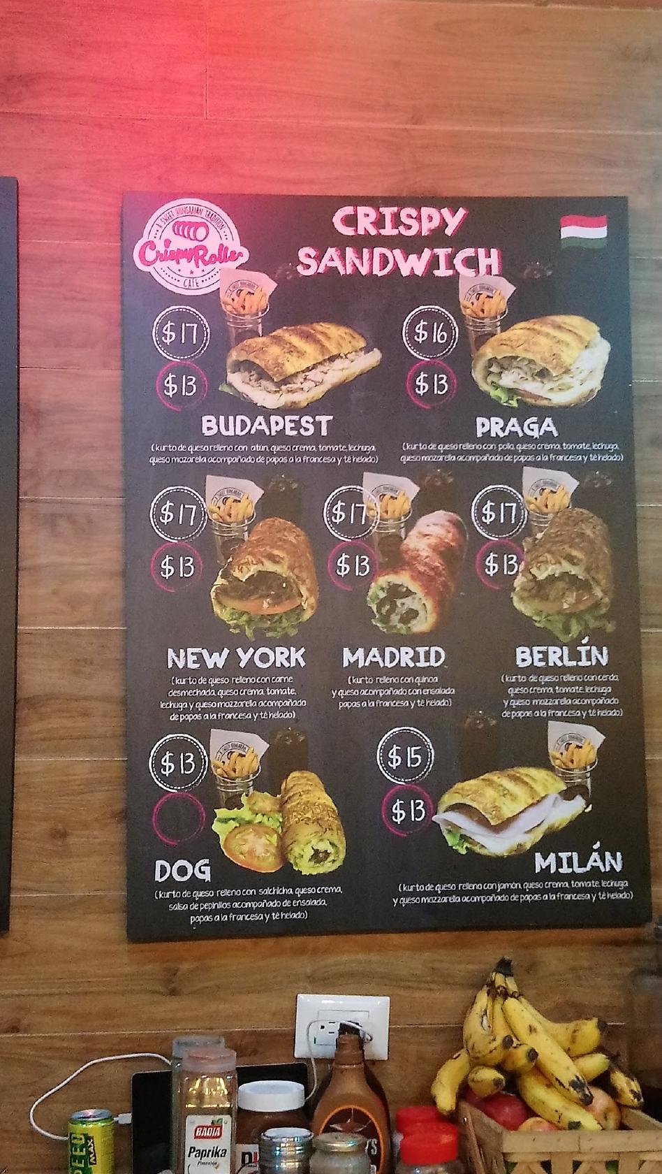 Menu at Crispy Rolls restaurant, Bogotá, Calle 140 # 13 - 46