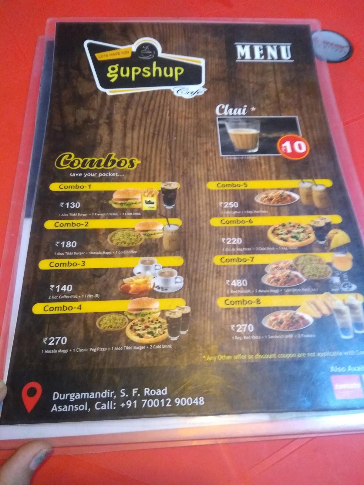 Menu at Gupshup Cafe, Asansol, Galaxy Mall