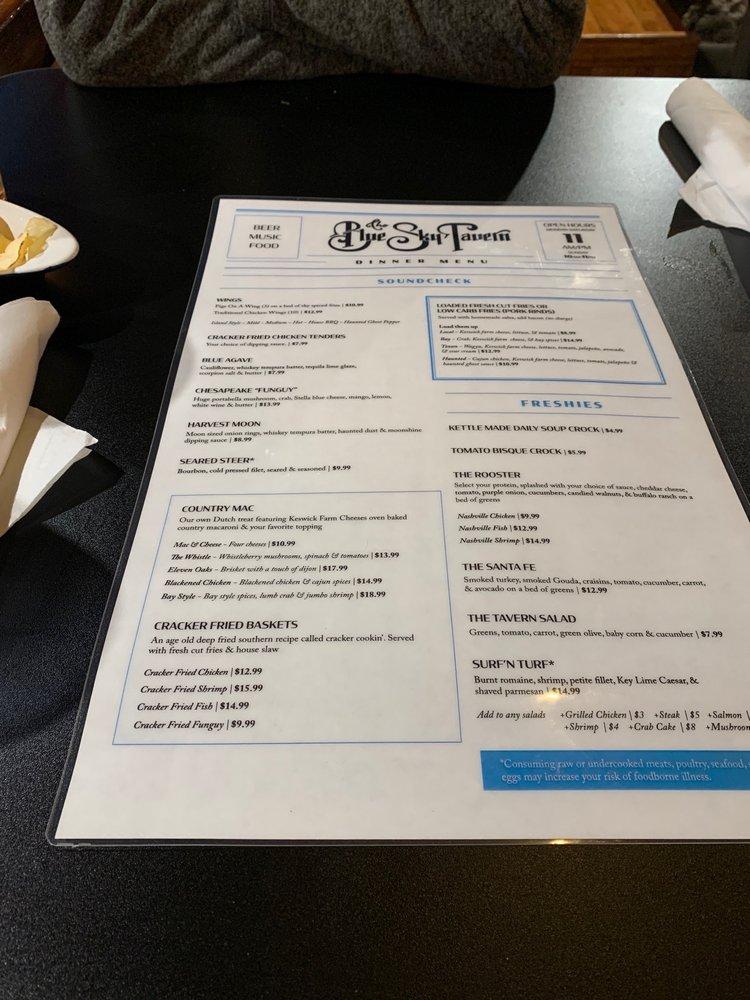 Carta del pub y bar The Blue Sky Tavern, Valley Green