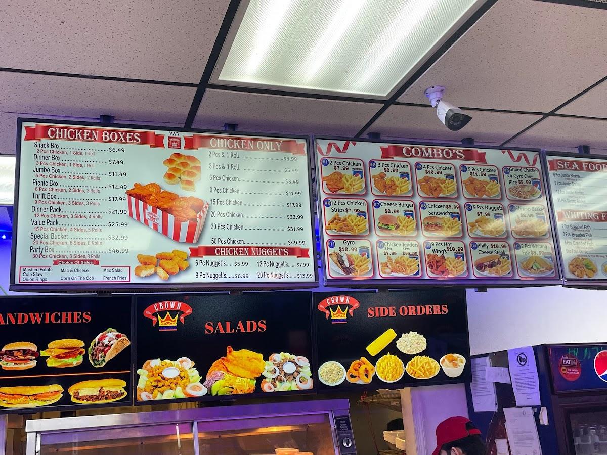 Menu at Crown Fried Chicken restaurant, Kissimmee, 2022 N Main St