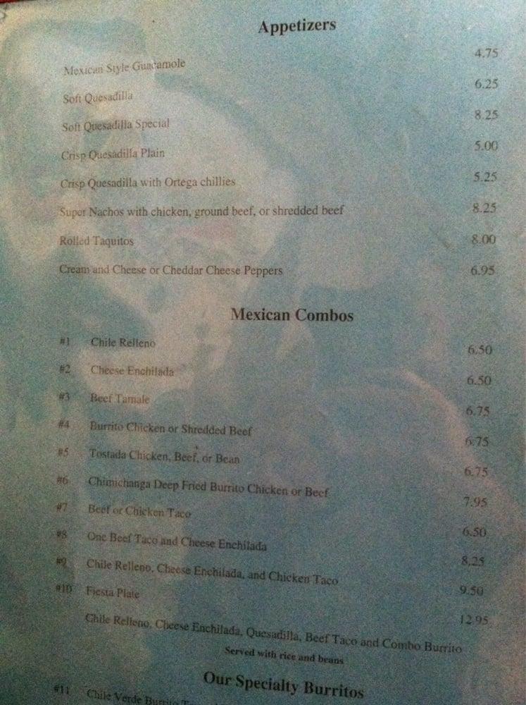 Menu at El Rey Restaurant, Pauma Valley
