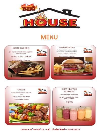 Menu at Restaurante BBQ House, Cali
