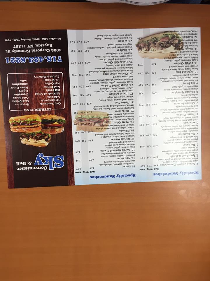 Menu at Sky Convenience & Deli, New York City