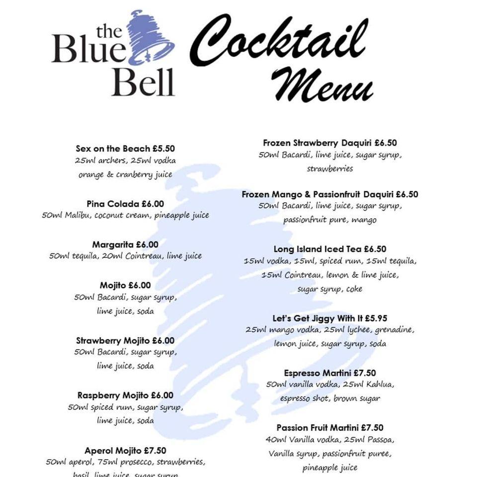 Menu at The Blue Bell Bistro pub & bar, New Quay