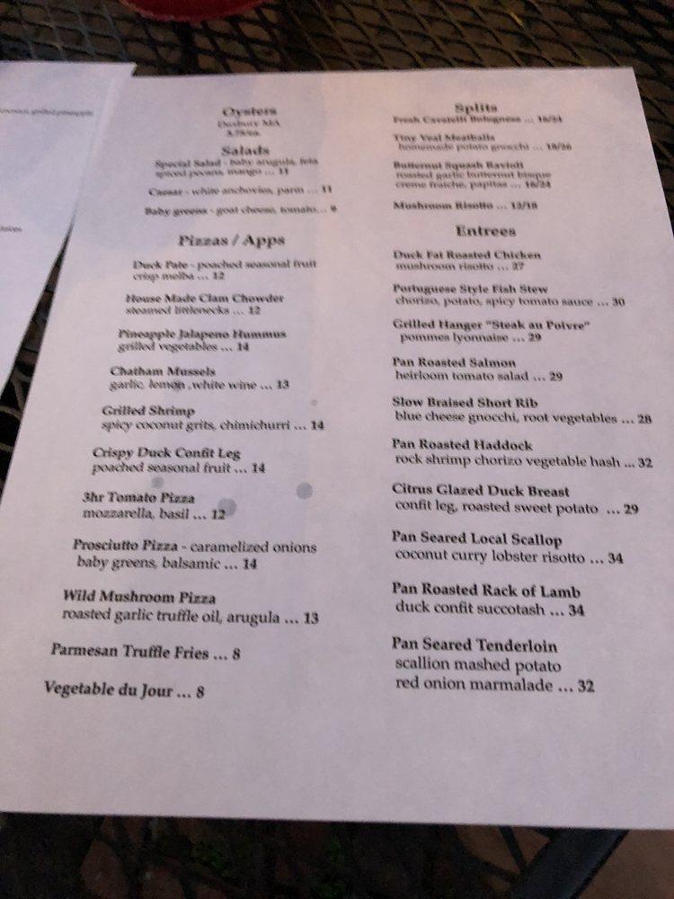 Menu at bia bistro restaurant, Cohasset