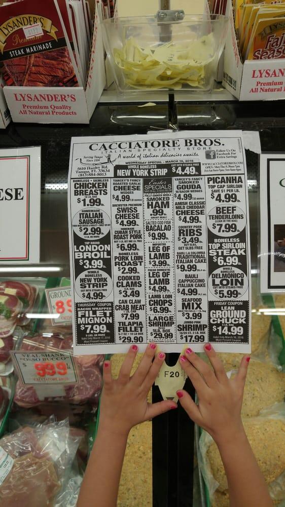 Menu at Cacciatore Bros restaurant, Tampa