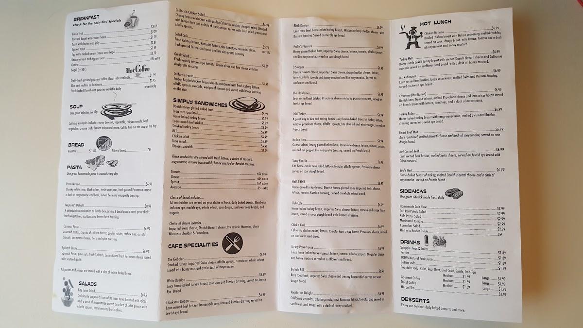 Menu at Cafe On the Square, Baltimore