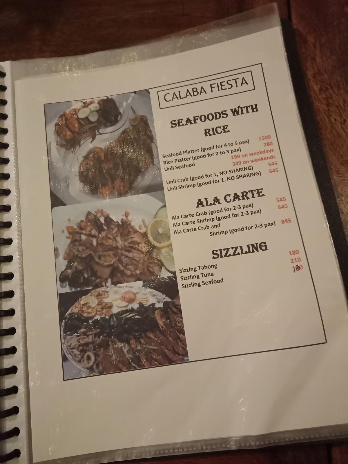 Menu at Calaba Fiesta Restaurant, Bangued