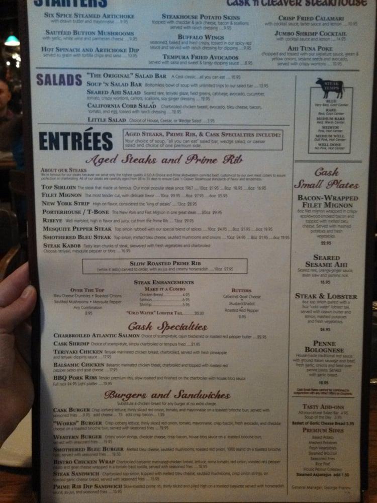 Menu at Cask 'n Cleaver pub & bar, Rancho Cucamonga, E 9th St