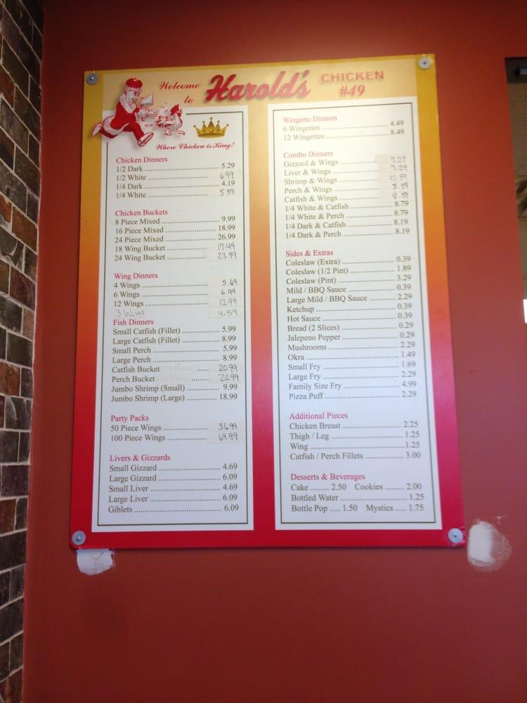 Menu at Harold's Chicken Shack fast food, Matteson