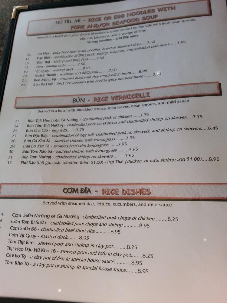 Carta de Linh Son Restaurant, Federal Way